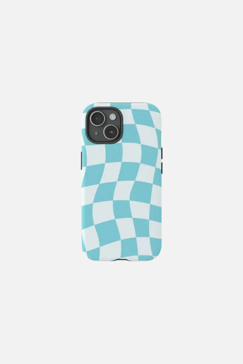Blue Retro Wavy Checkered iPhone Case – Ditch Market